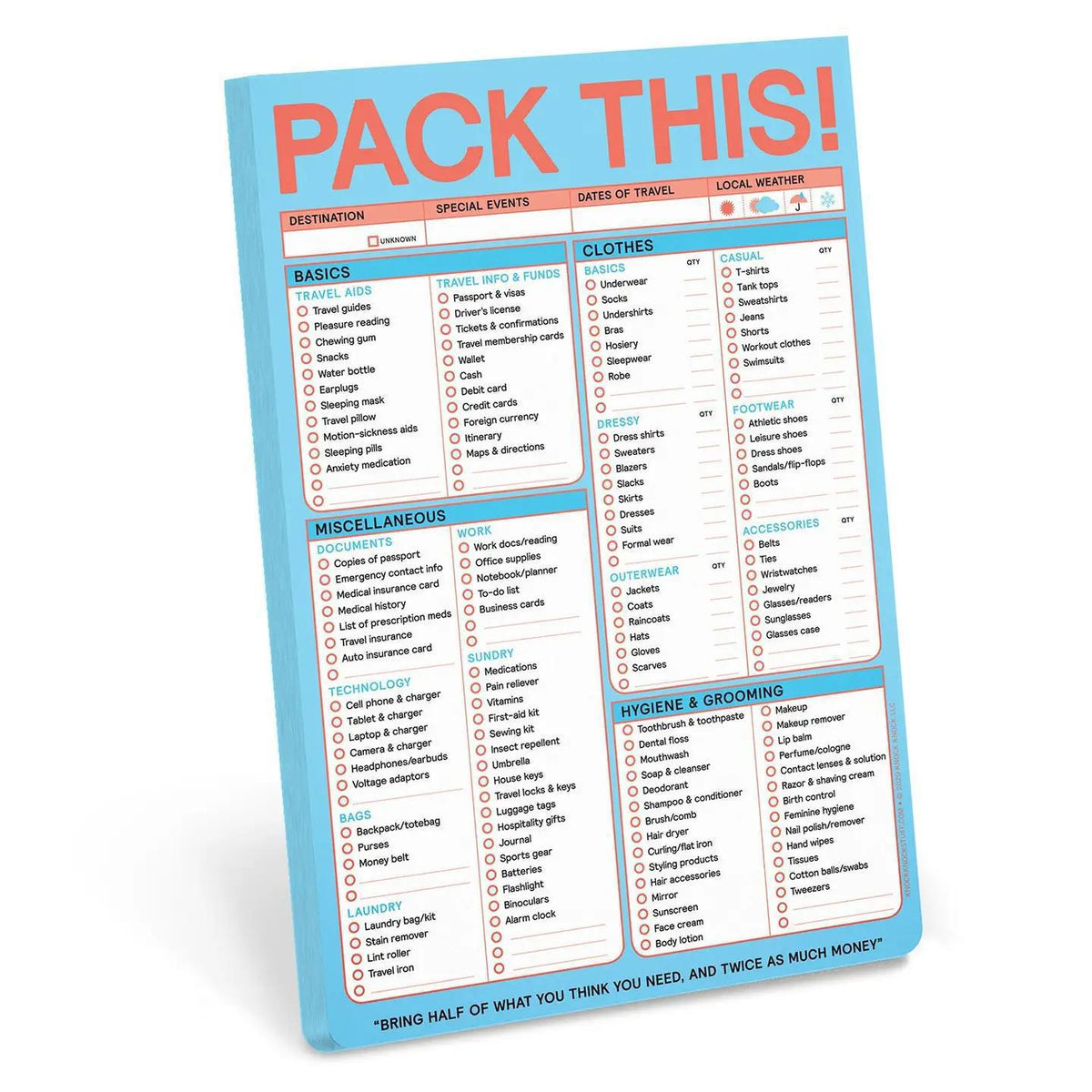 KNOCKKNOCK - Pack This (Refresh) Pad (Pastel Version) – City & State